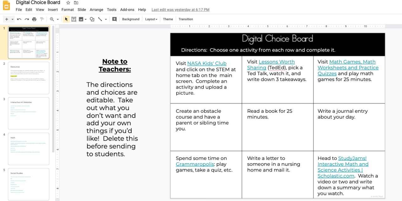 The Digital Choice Board-What is it and How to Use it? – Endeavors in ...
